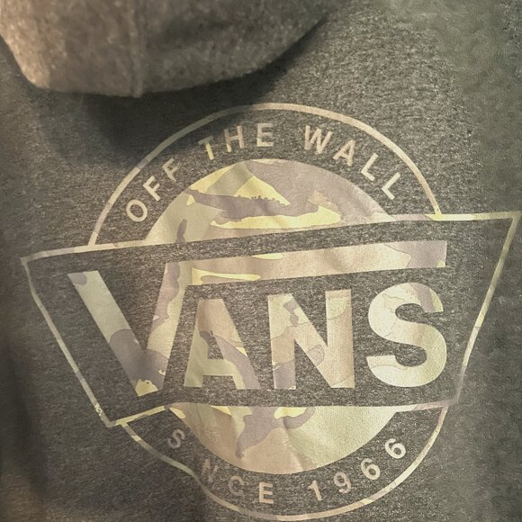 Vans | Sweaters | Vans Off The Wall Dark Grey With Camo Logo Hoodie ...